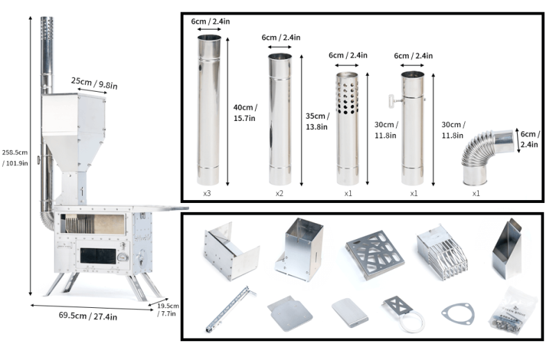 GREEN STOVE Hori 5 All-In-One Gravity Fed Pellet Wood Burning Hot Tent ...