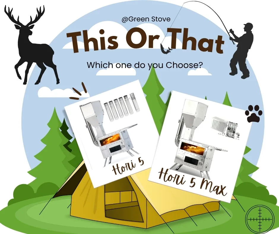 GREEN STOVE Hori 5 Max Pellet Hot Tent Stove Multi-Functional Outdoor ...