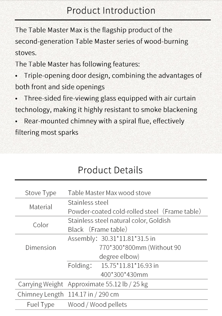 Green Stove Table Master [Max] Wood Tent Stove For Hot Tent Camping ...